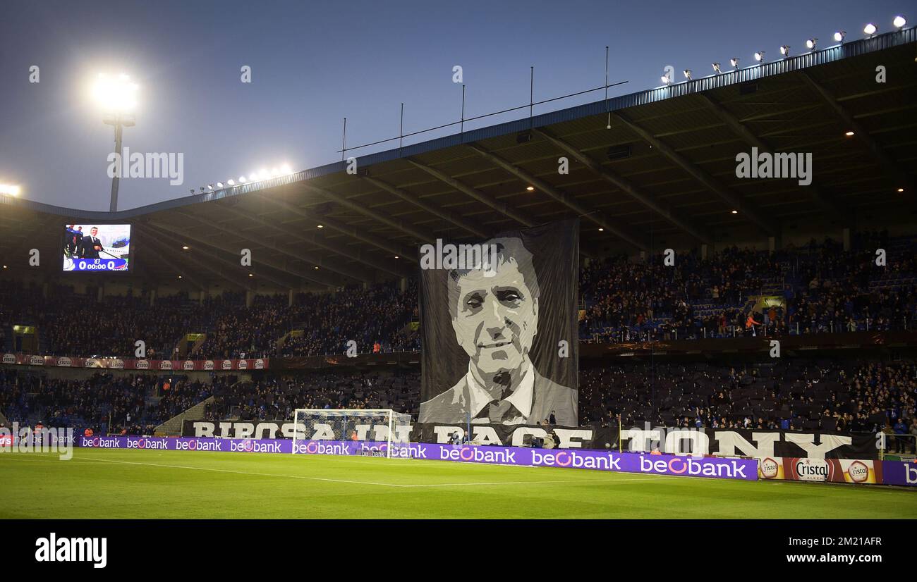 Illustration picture shows a tifo for the deceased Genk's team manager ...