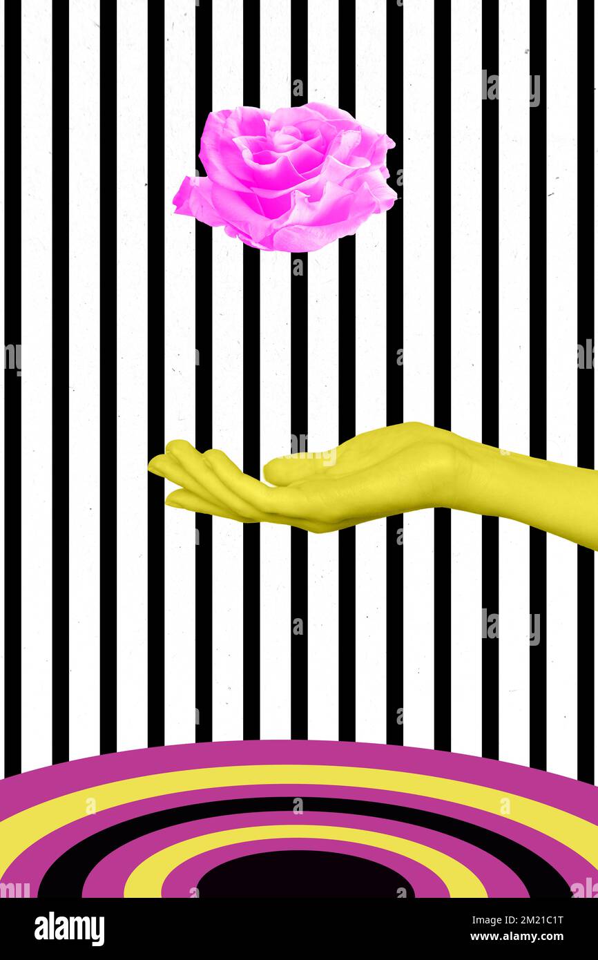 Photo artwork minimal collage picture of arms catching falling neon ...