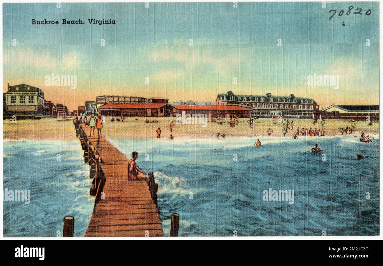 Buckroe Beach, Virginia , Beaches, Tichnor Brothers Collection ...