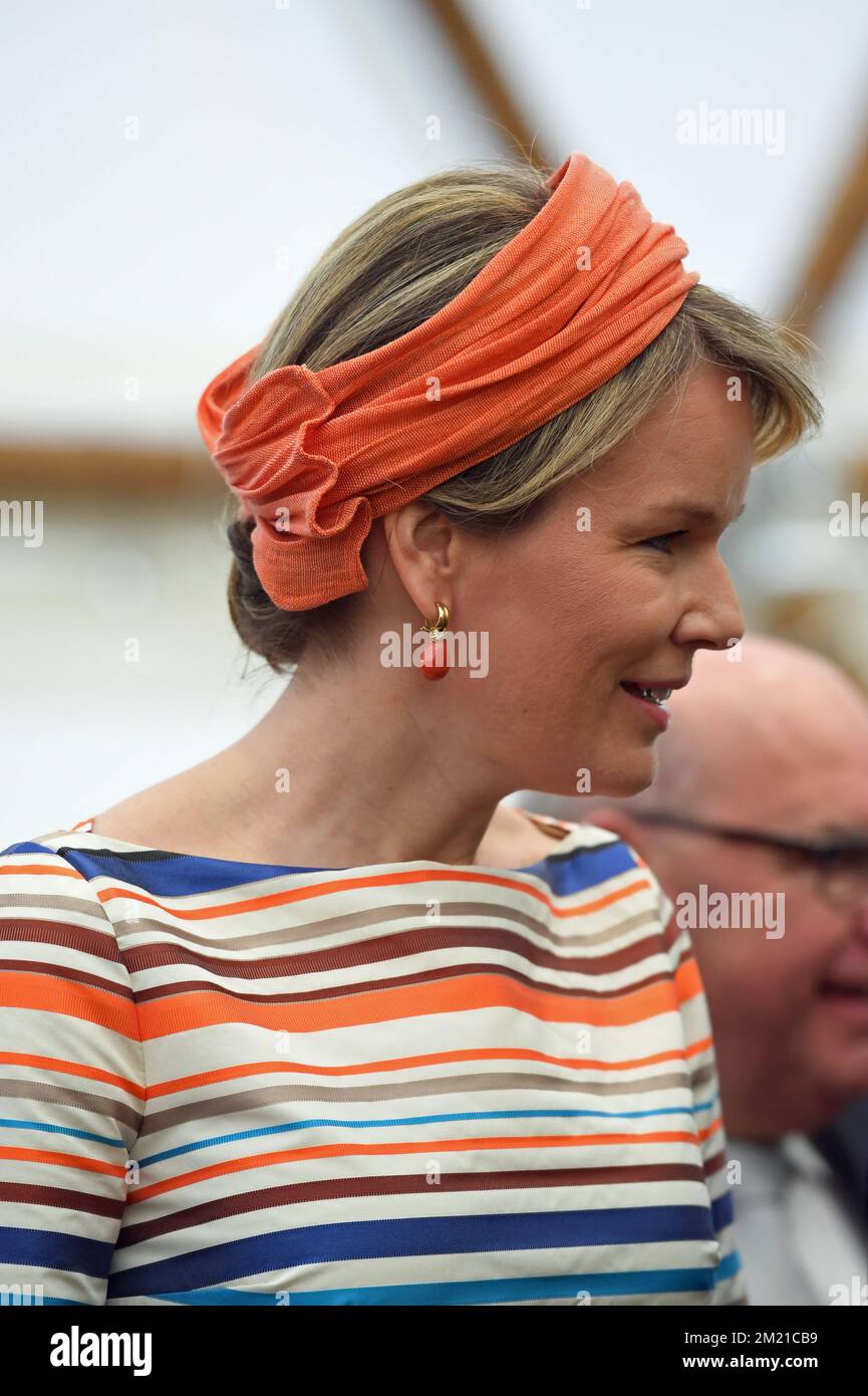 Queen Mathilde of Belgium pictured during a royal visit to the opening ...