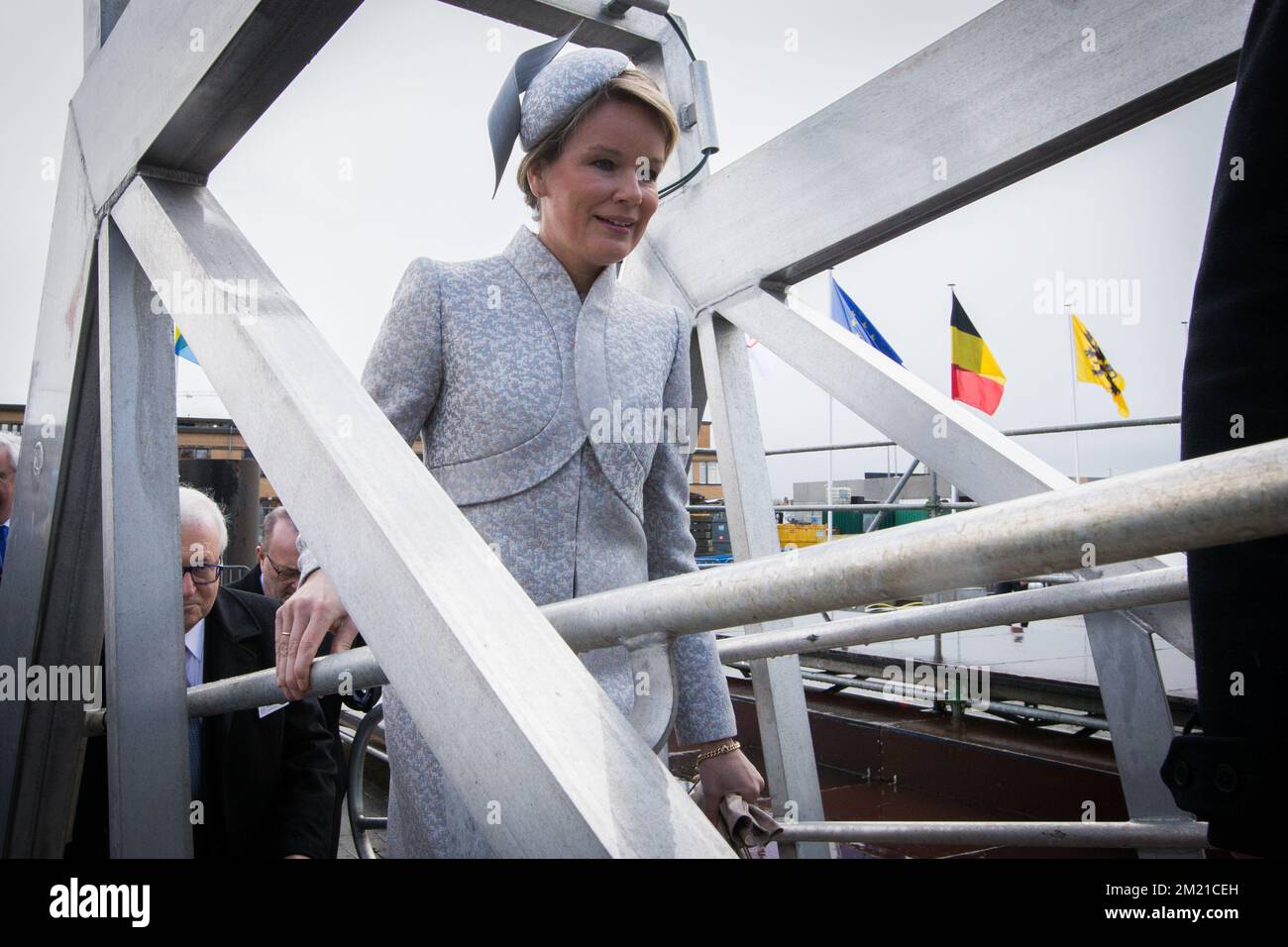 Queen Mathilde of Belgium pictured during the ceremonial ship launching ...