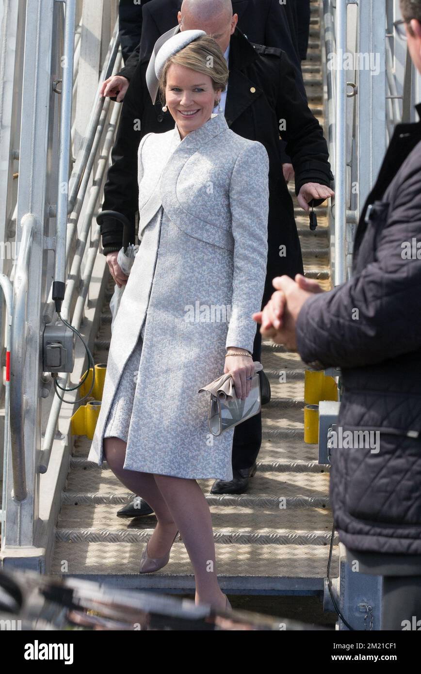 Queen Mathilde of Belgium pictured during the ceremonial ship launching ...
