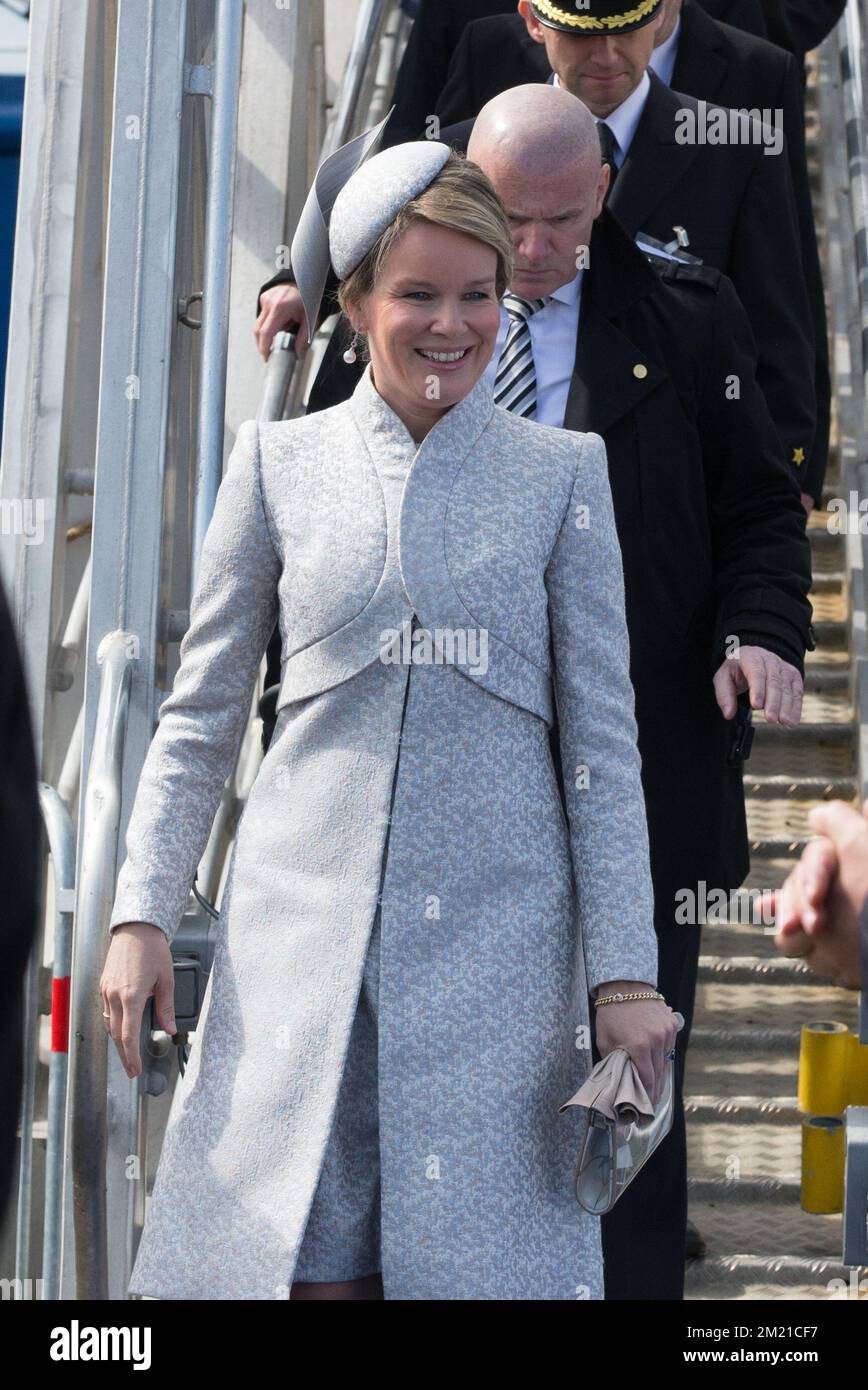Queen Mathilde of Belgium pictured during the ceremonial ship launching ...