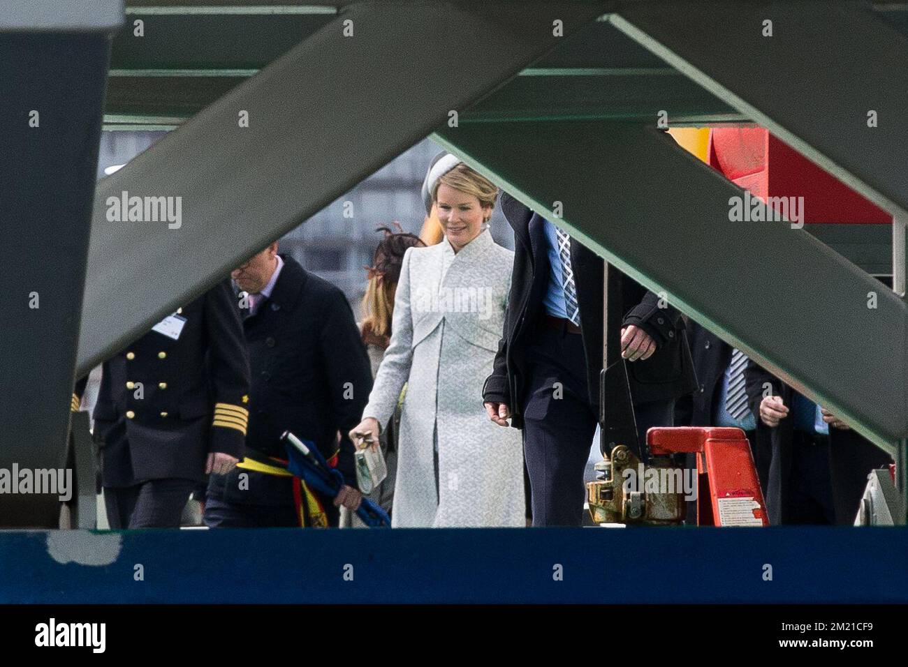 Queen Mathilde of Belgium pictured during the ceremonial ship launching ...