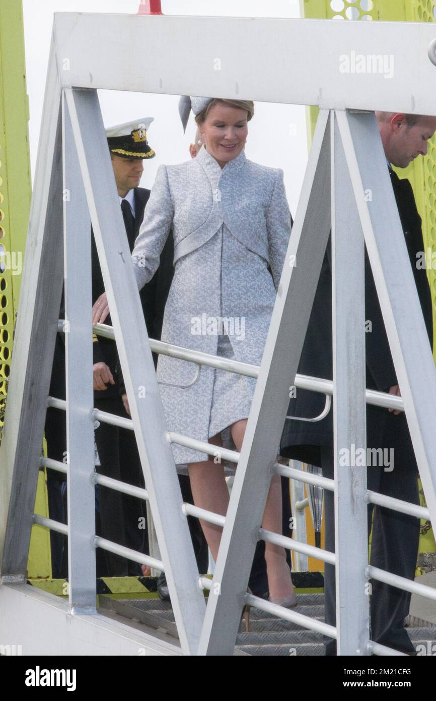 Queen Mathilde of Belgium pictured during the ceremonial ship launching ...