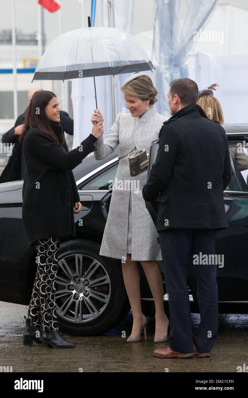 Queen Mathilde of Belgium pictured during the ceremonial ship launching ...
