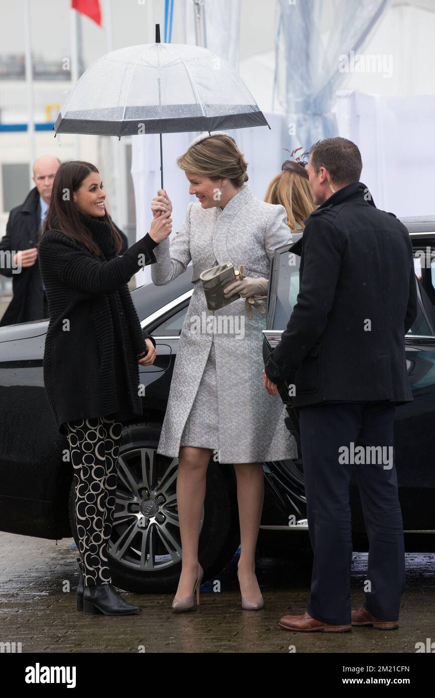 Queen Mathilde of Belgium pictured during the ceremonial ship launching ...