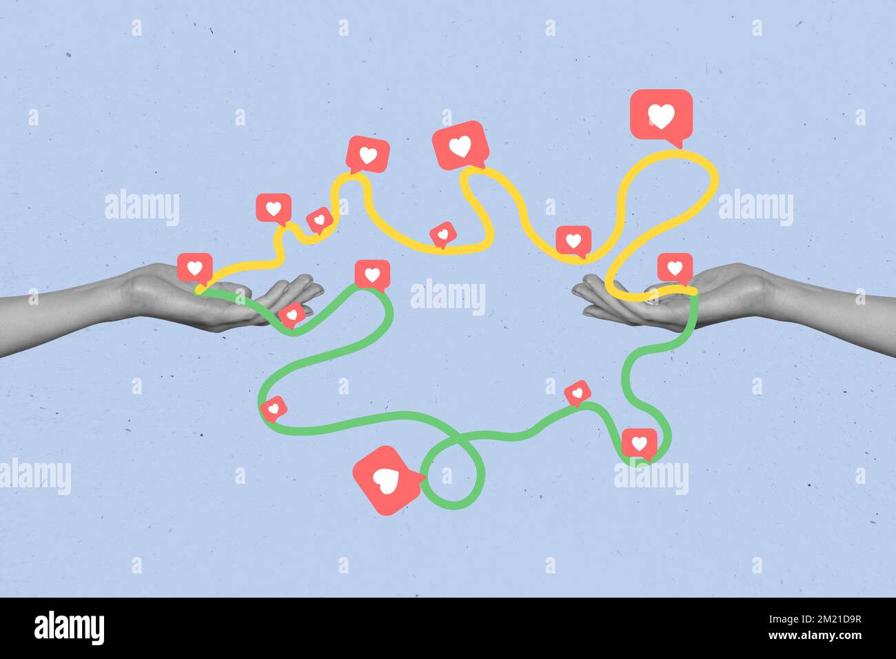 Photo collage cartoon comics sketch picture of arms sharing tangled ...