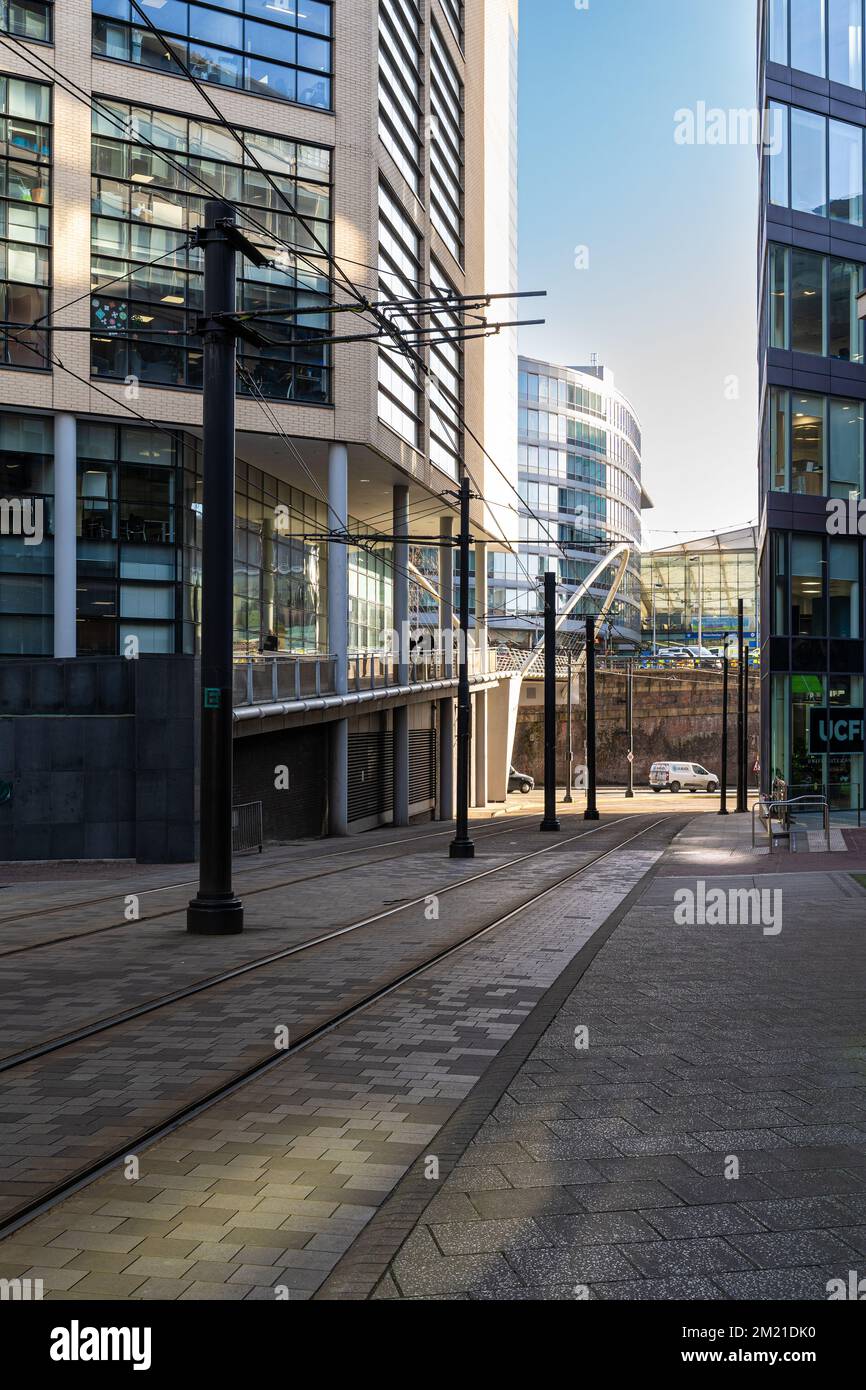 manchester tram lines Stock Photo - Alamy