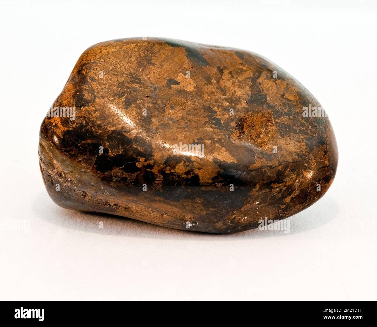 Macro close up colour photograph of a polished "Bronzite" a semi precious crystal gemstone used ...