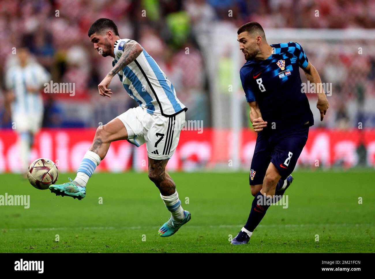 Doha, Qatar, 13th December 2022. Rodrigo De Paul of Argentina and Mateo ...