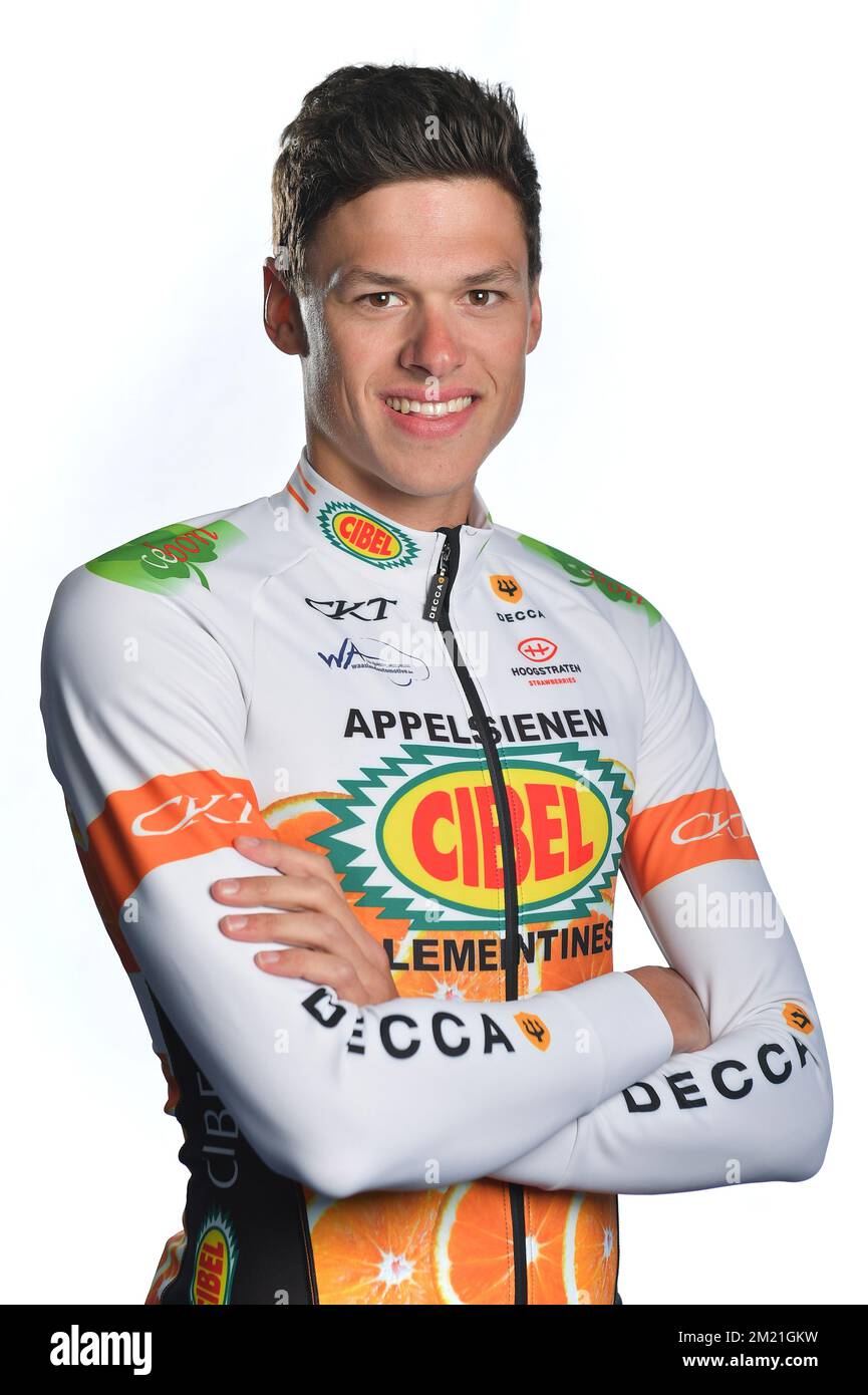 Belgian Kevin Callebaut of team Cibel Cebon poses for the photographer ...