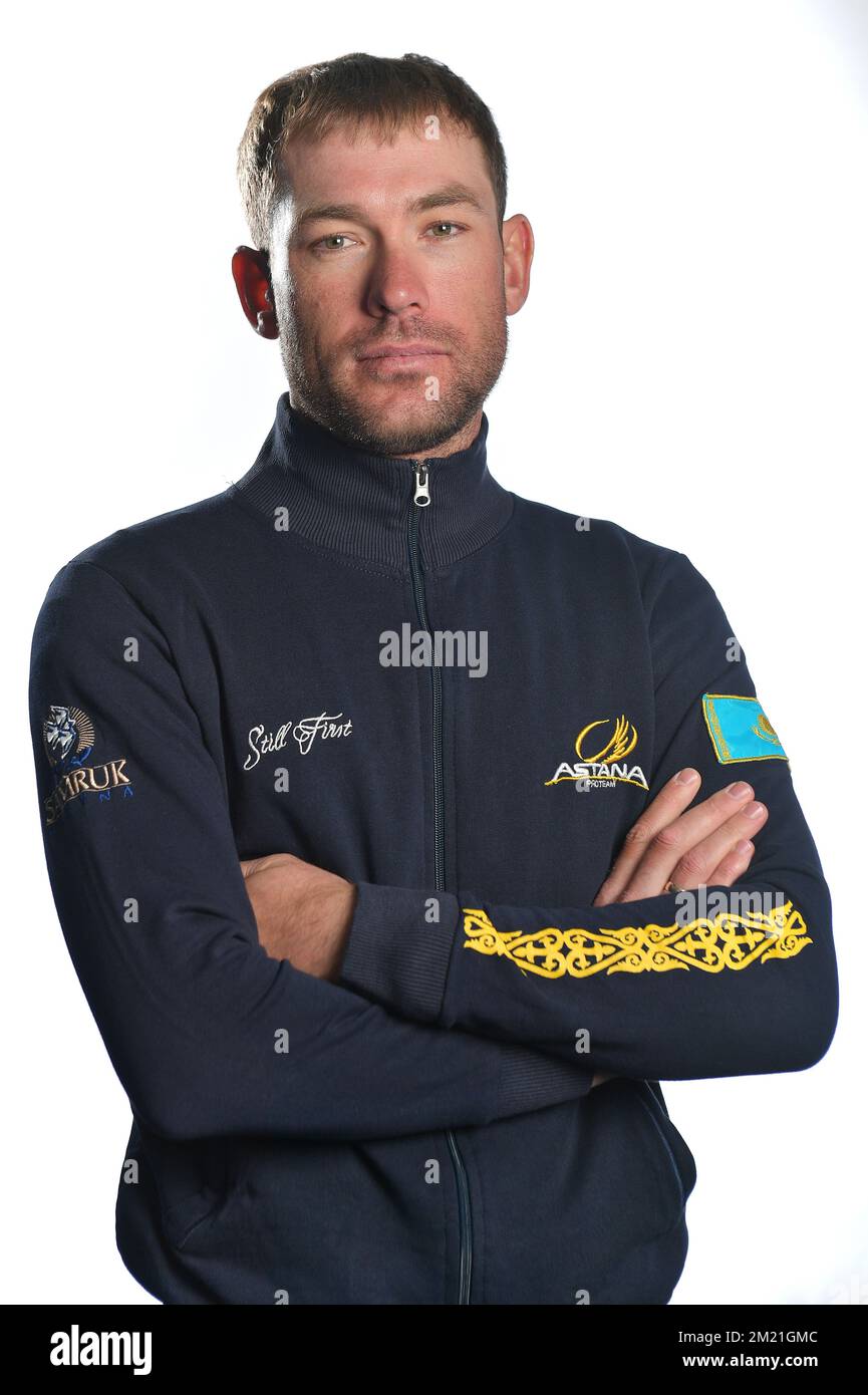 Kazakh Dmitri Gruzdev of Astana Pro Team poses for the photographer ...