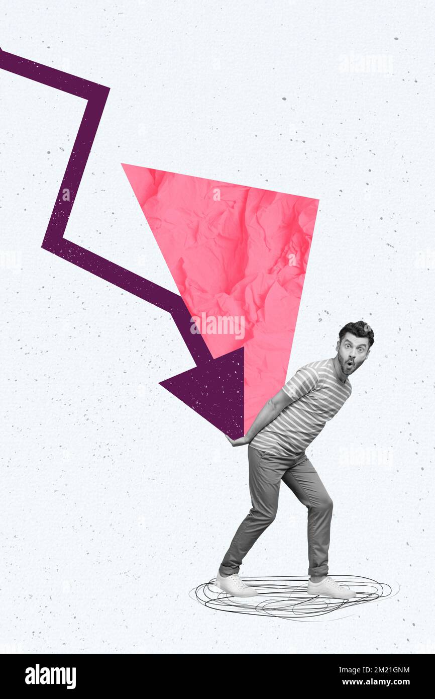 Collage 3d image of pinup pop retro sketch of shocked impressed guy ...