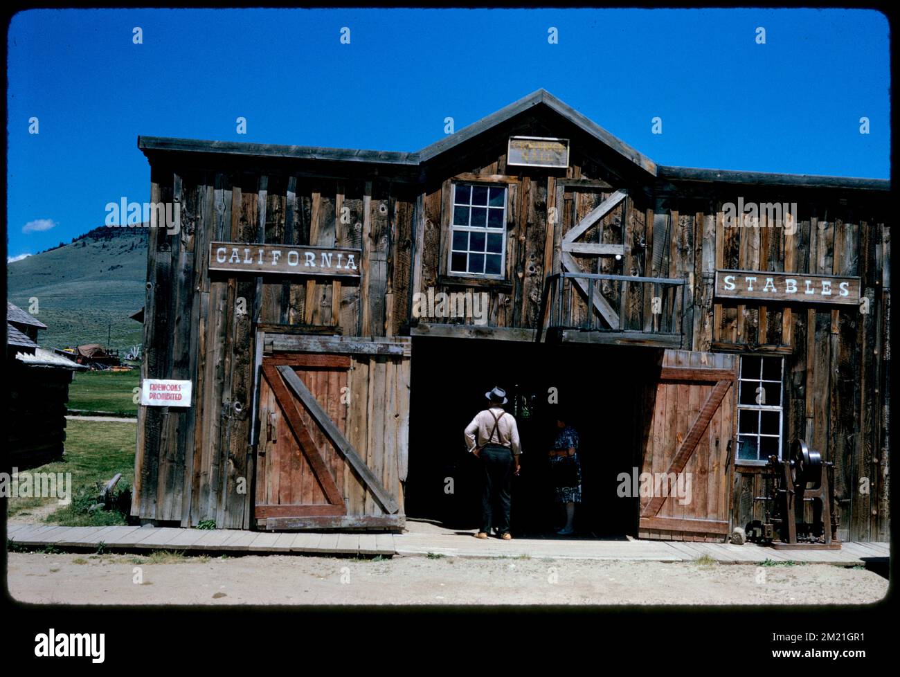 Building with 'Criterion Hall' and 'California Stables' signs, Nevada ...
