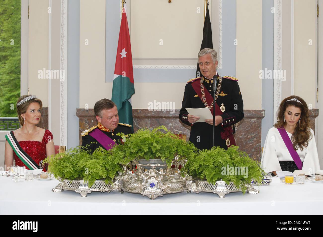 Queen Mathilde of Belgium, King Abdullah II of Jordan, King Philippe ...