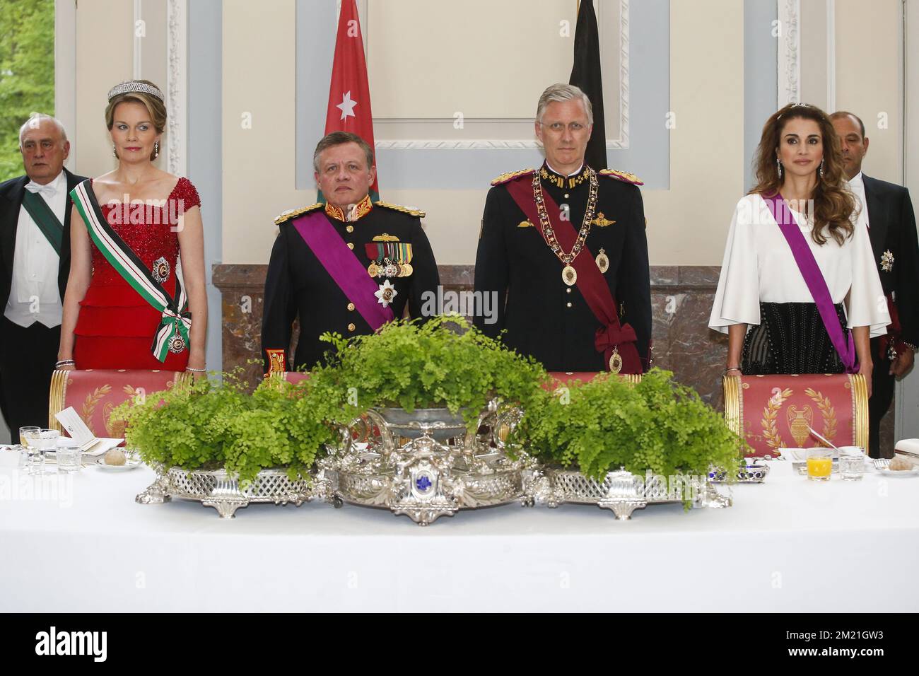 Queen Mathilde of Belgium, King Abdullah II of Jordan, King Philippe ...