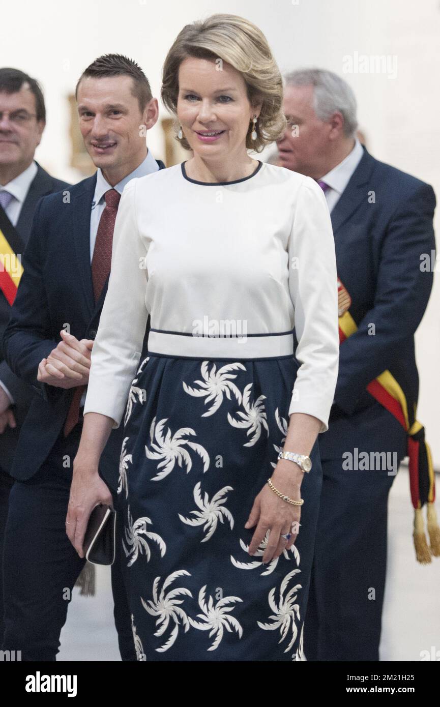 Queen Mathilde of Belgium pictured during a visit to the exposition 'En ...