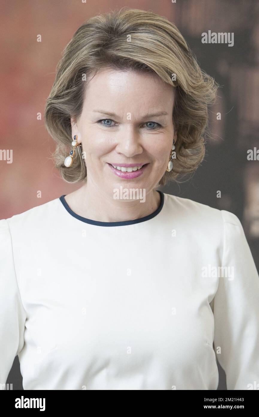 Queen Mathilde of Belgium pictured during a visit to the exposition 'En ...