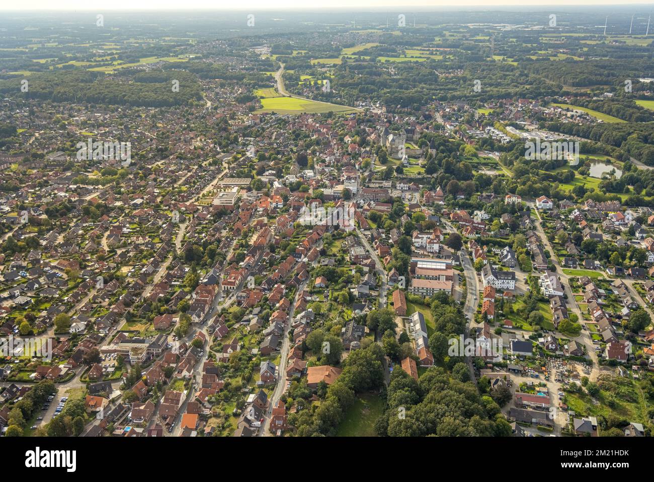 Aerial view, village view with Bentheim castle in Bad Bentheim ...