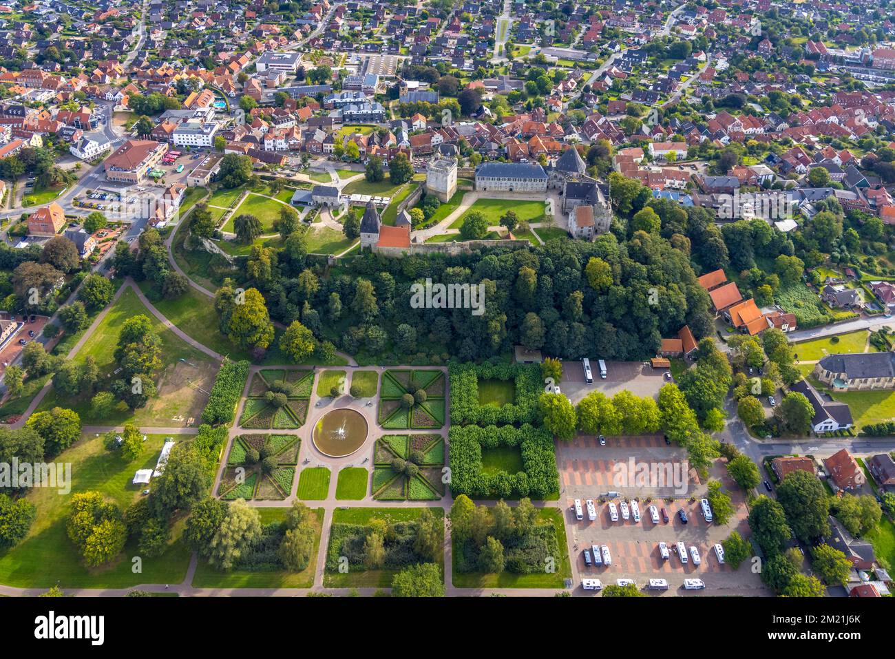 Aerial view, Bentheim Castle in Bad Bentheim, Münsterland, Lower Saxony ...