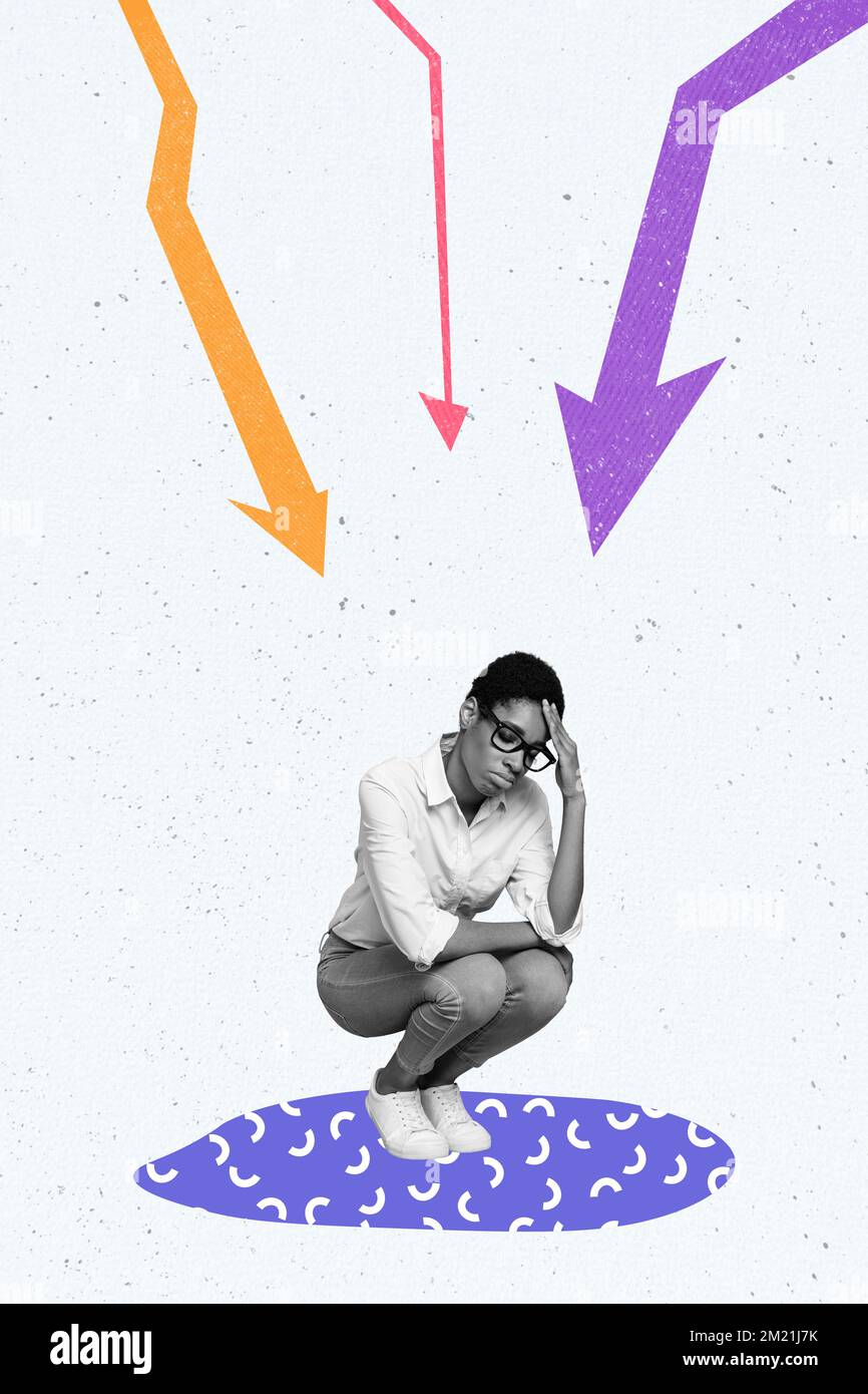 3d retro abstract creative collage artwork template of depressed ...