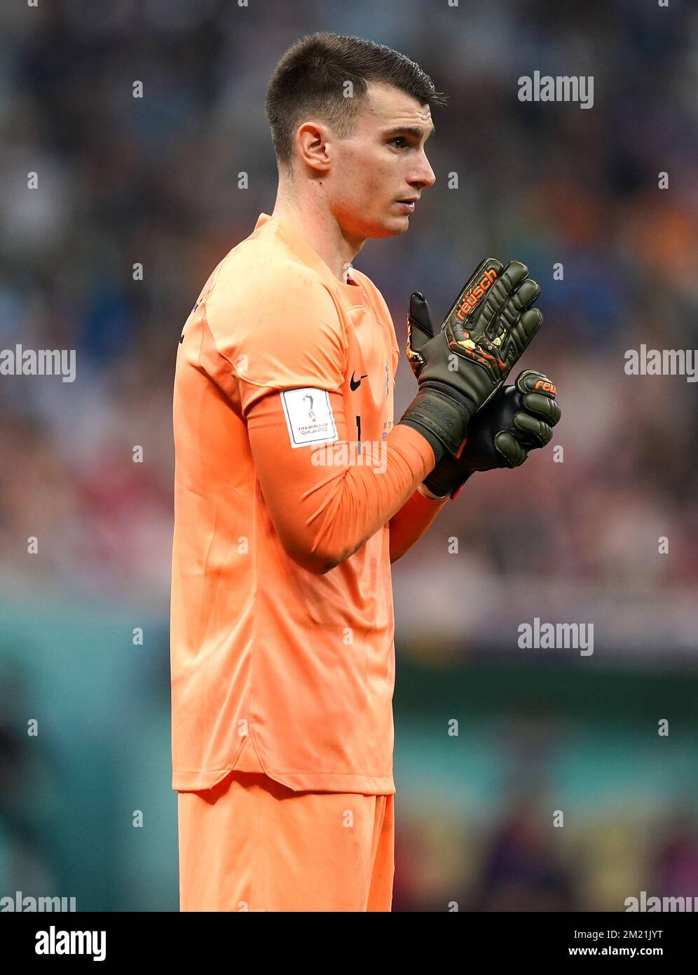 Croatia goalkeeper Dominik Livakovic in action during the FIFA World ...