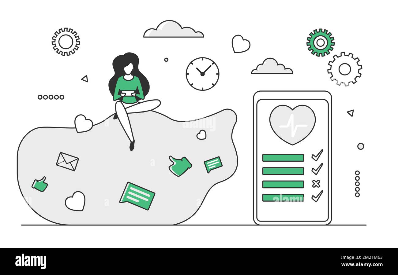 Mobile social media apps. Monitoring phone application, mobile internet ...