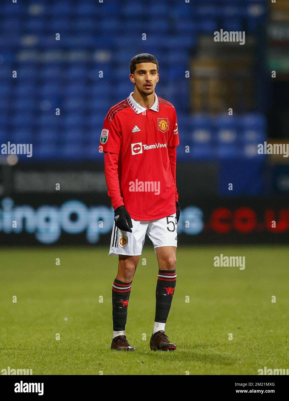 Zidane Iqbal #55 of Manchester United during the Papa John's Trophy ...