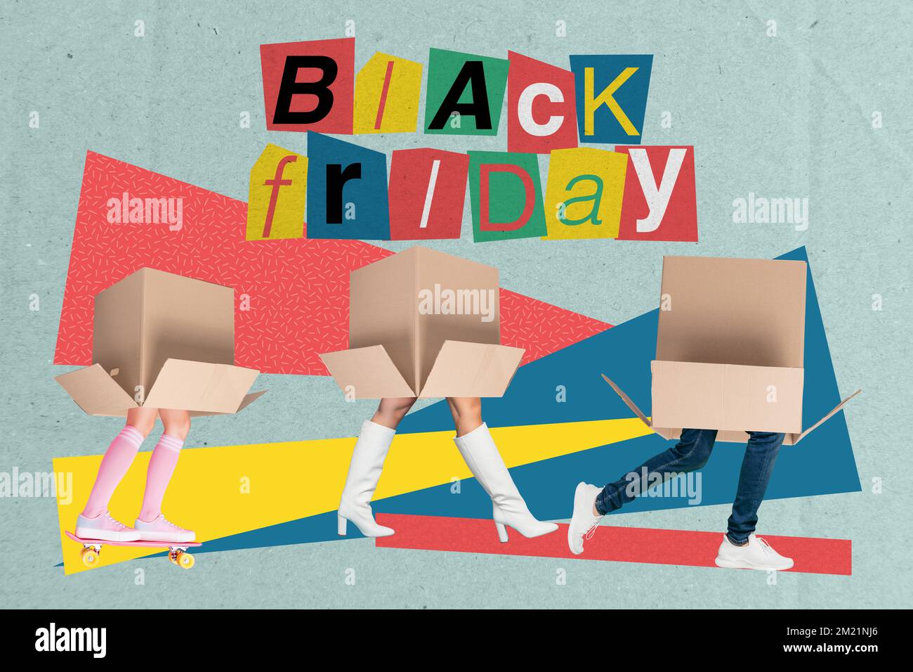 Creative trend collage of walking going step family man woman child ...