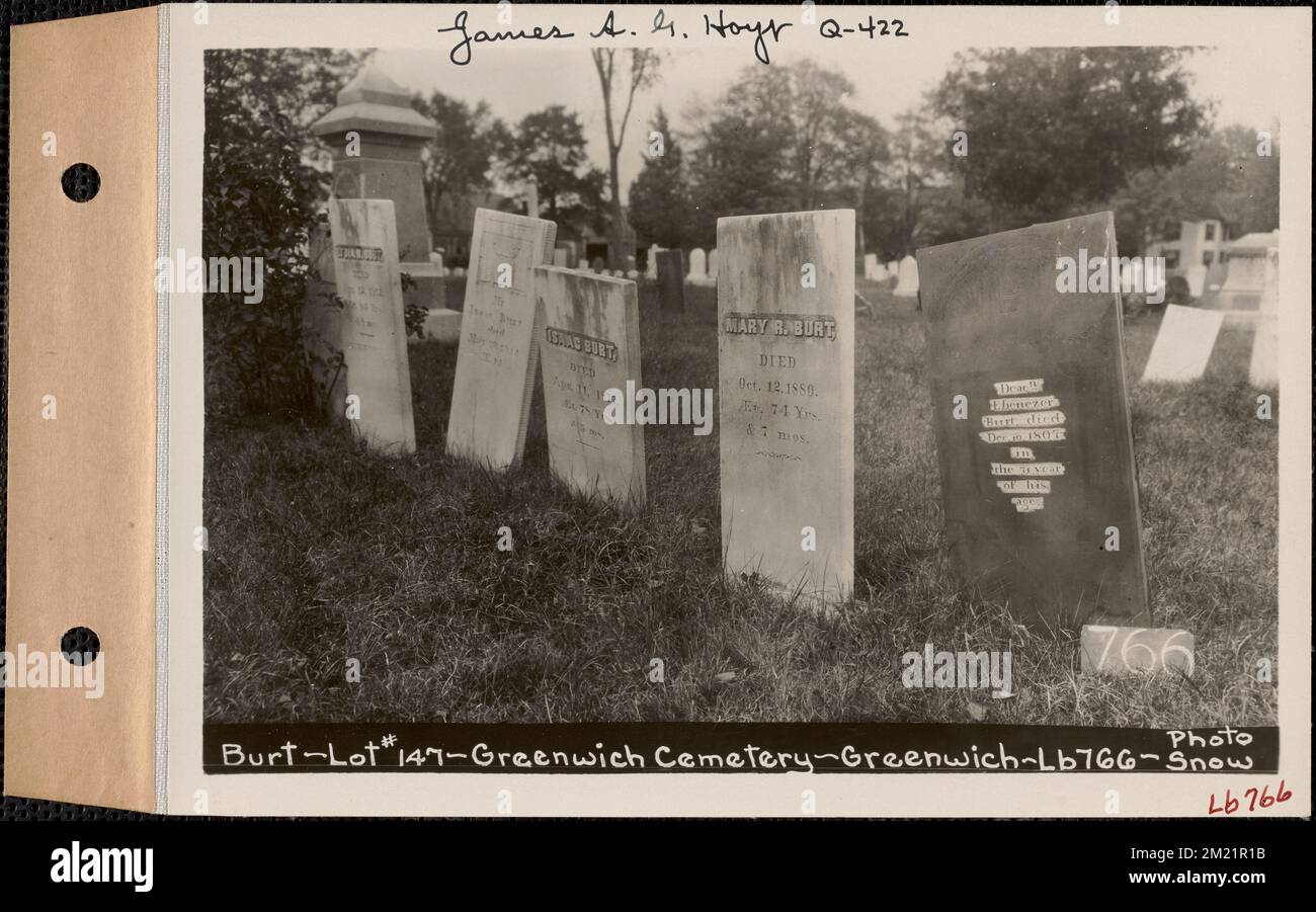 Burt, Greenwich Cemetery, Old section, lot 147, Greenwich, Mass., ca ...