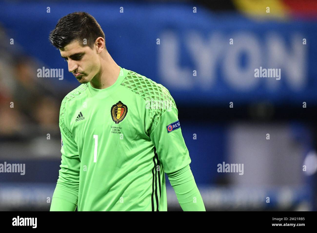 Belgium's goalkeeper Thibaut Courtois pictured during a soccer game ...