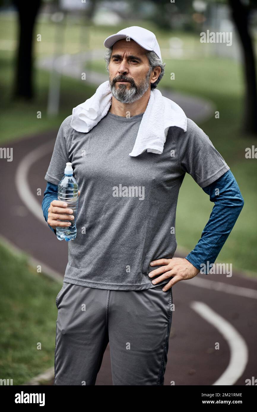 senior fitness man active sport exercise running jogging tired ...