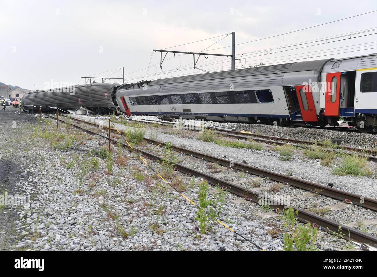 Illustration picture shows the scene of a train collision between a ...