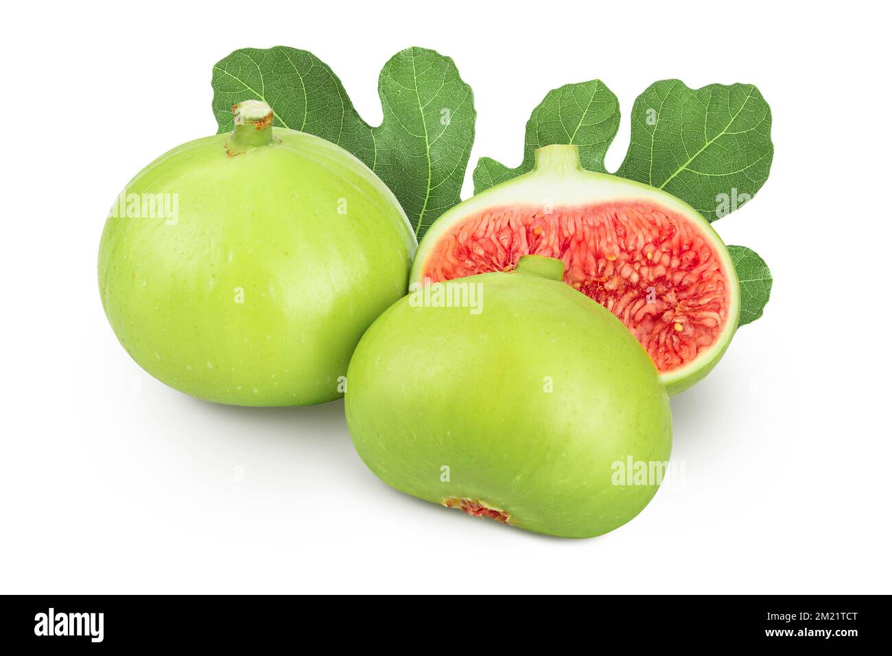 Ripe green fig fruit isolated on white background with full depth of ...