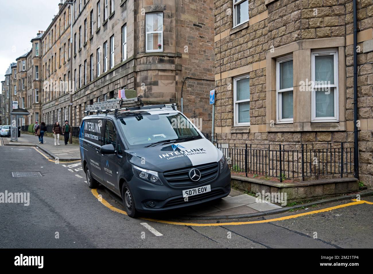 Workman's van parked on the pavement in Edinburgh, Scotland, UK Stock ...