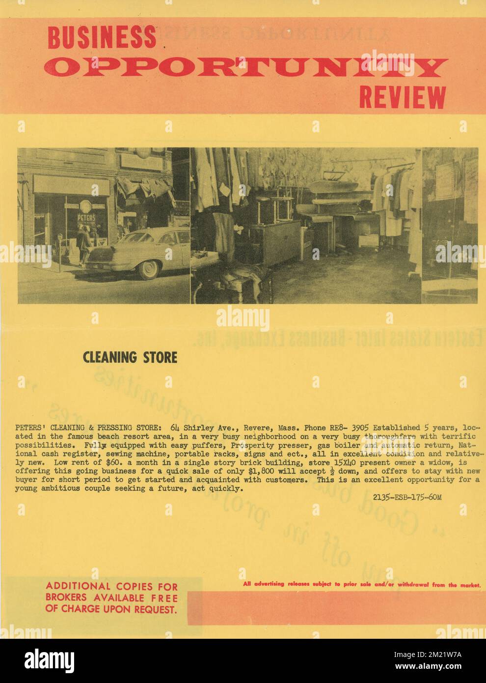 Business opportunity review, Peters' Cleaning & Pressing Store , Business enterprises, Cleaning ...