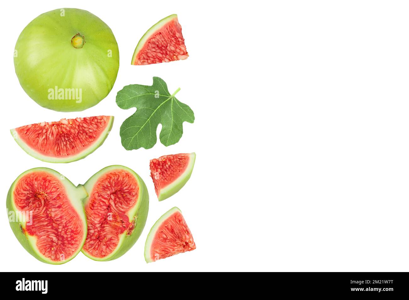 Ripe green fig fruit isolated on white background with full depth of ...