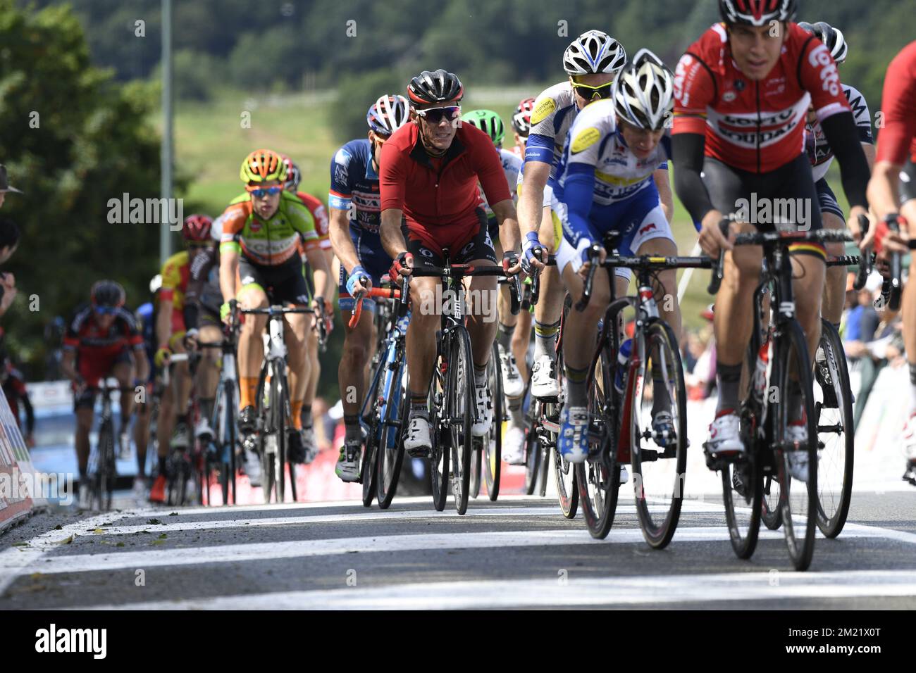 Riders in action at the men's elite race at the Belgian cycling ...