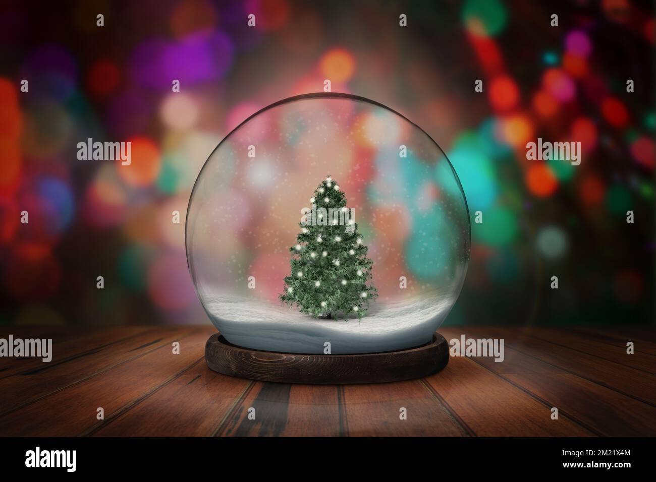 Christmas Holiday background in a snowball. Snowball with christmas on ...