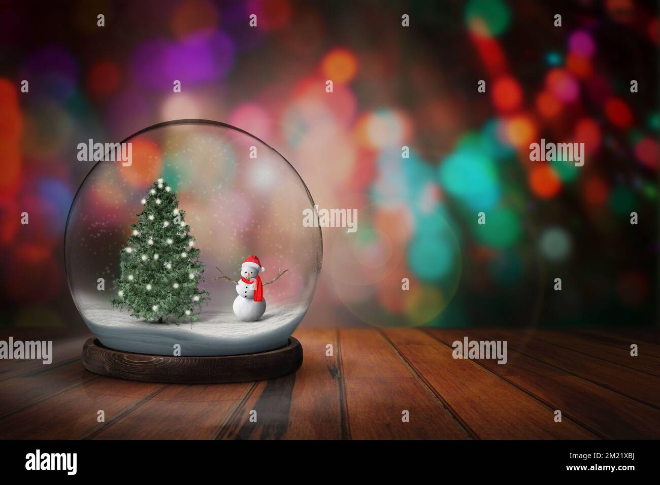 Christmas Holiday background in a snowball. Snowball with christmas on ...