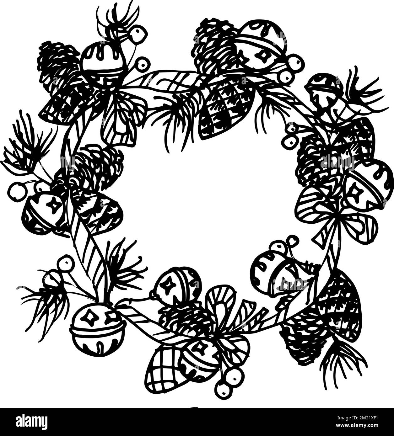 Black Mono Color Illustration for Merry Christmas and Happy New Year ...