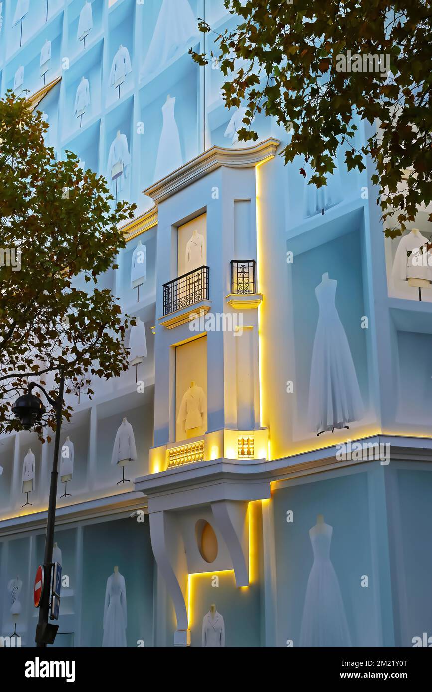 Paris, France - November 29.2022: View on facade of Champs Elysees ...