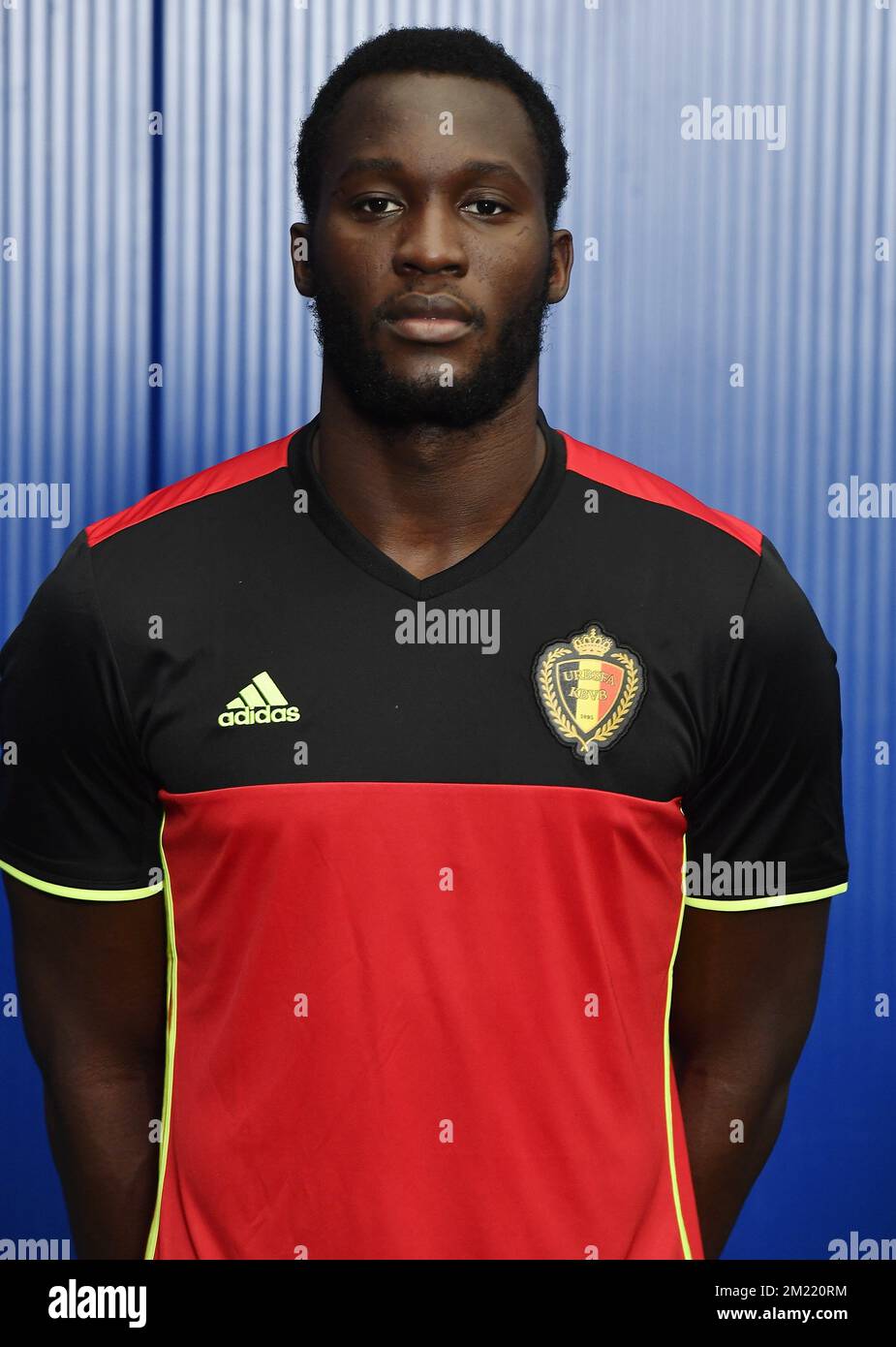 Belgium's Romelu Lukaku poses for the photographer on the fourth day of ...