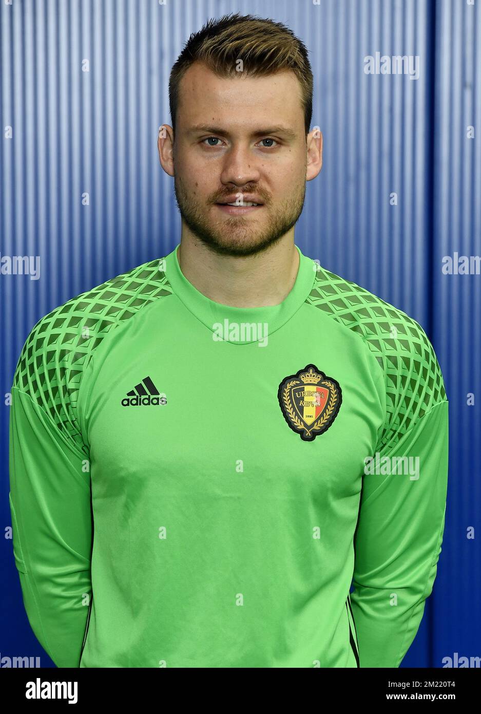 Belgium's goalkeeper Simon Mignolet poses for the photographer on the ... Belgium's goalkeeper Simon Mignolet poses for the photographer on the ...