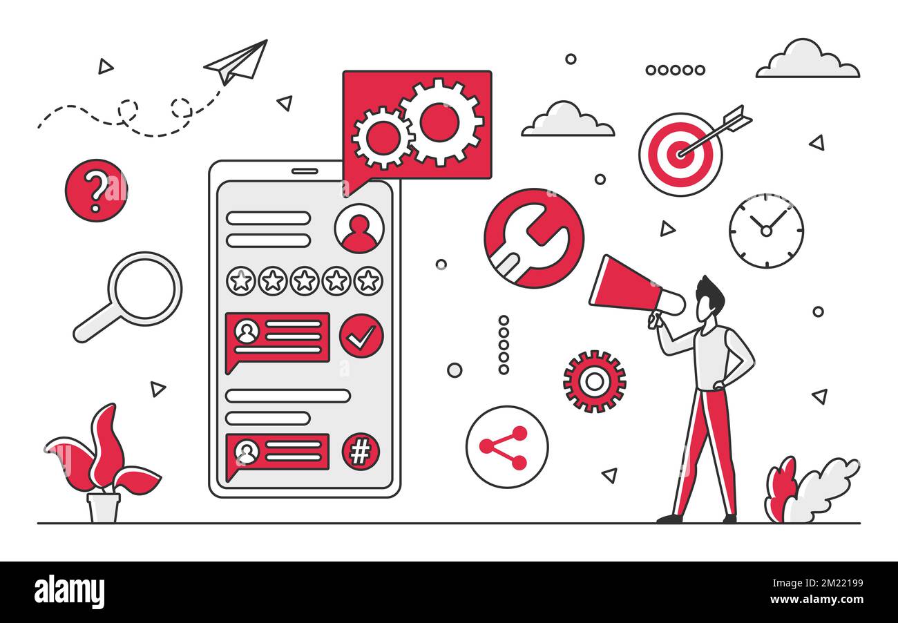 Digital message communication. Online chatting, messenger application ...