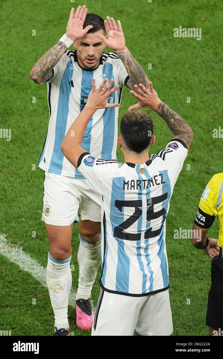 Lusail, Qatar. 13th Dec, 2022. Leandro Paredes (above) of Argentina is substituted by teammate ...
