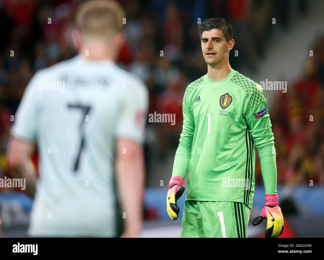 Belgium's goalkeeper Thibaut Courtois pictured during a soccer game ...