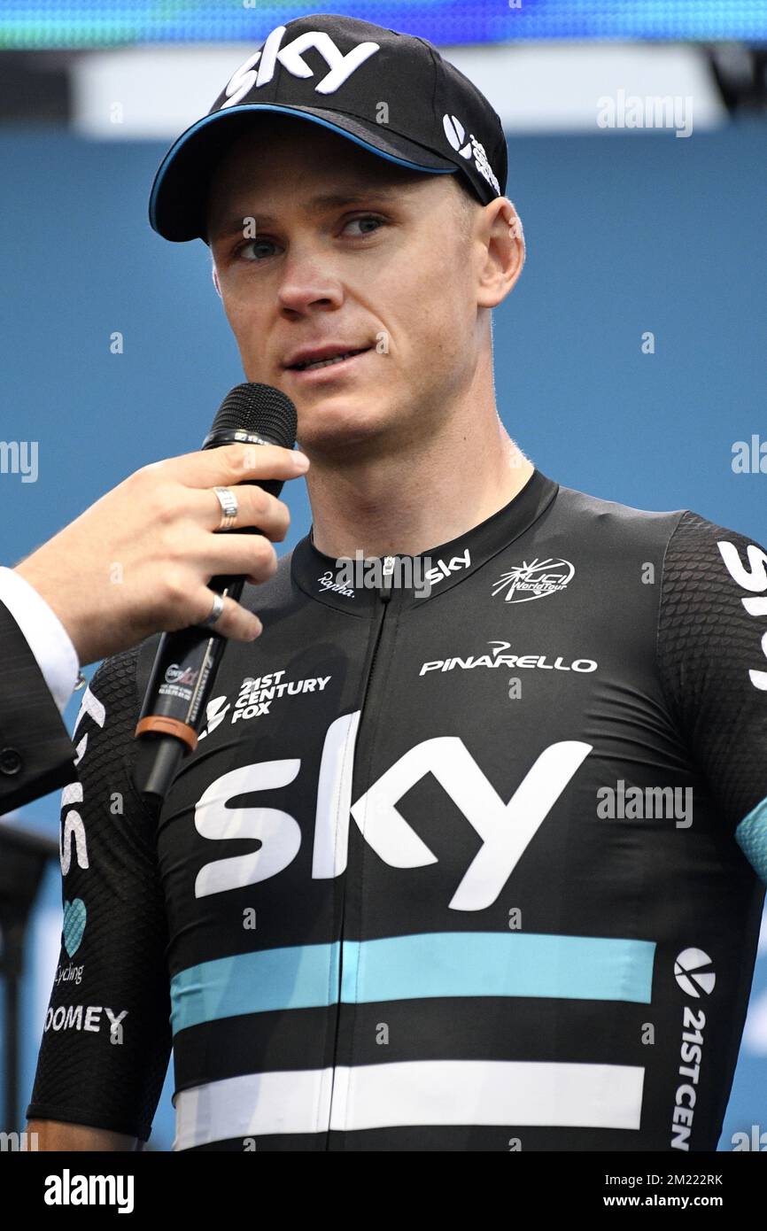 British Chris Froome of Team Sky pictured during a team presentation ...