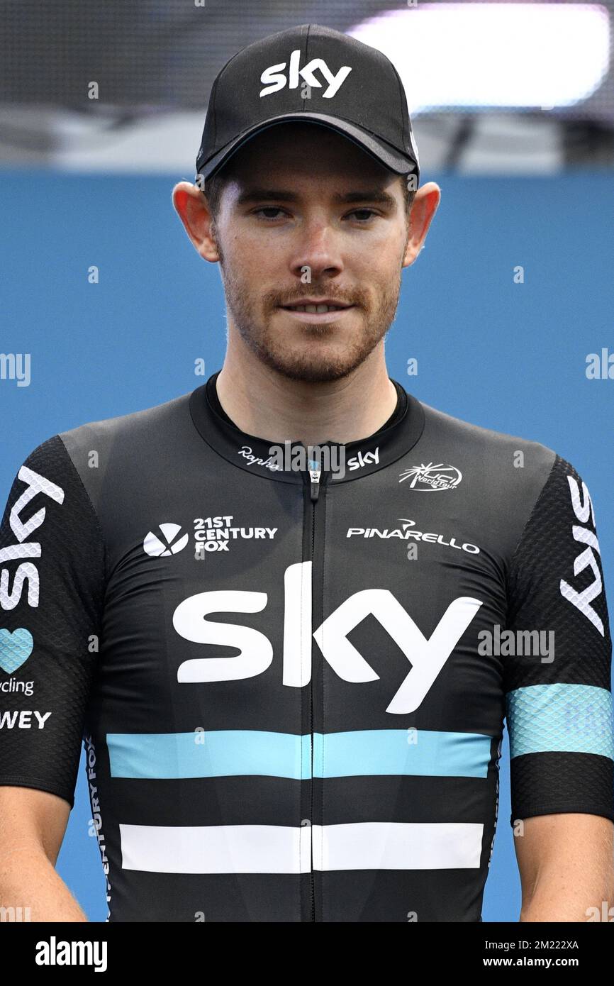 Welsh Luke Rowe of Team Sky pictured during a team presentation ahead ...